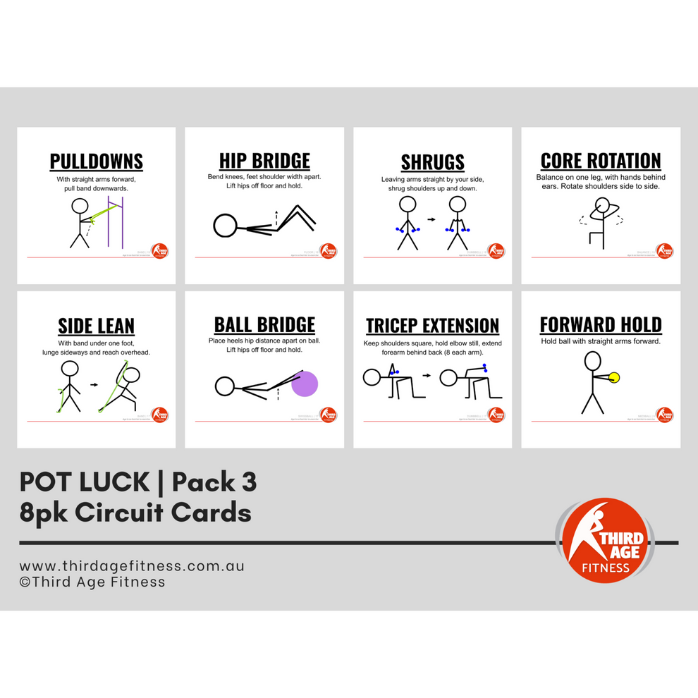 Pot Luck Circuit Card Pack #3 for fitness instructors – Third Age Fitness