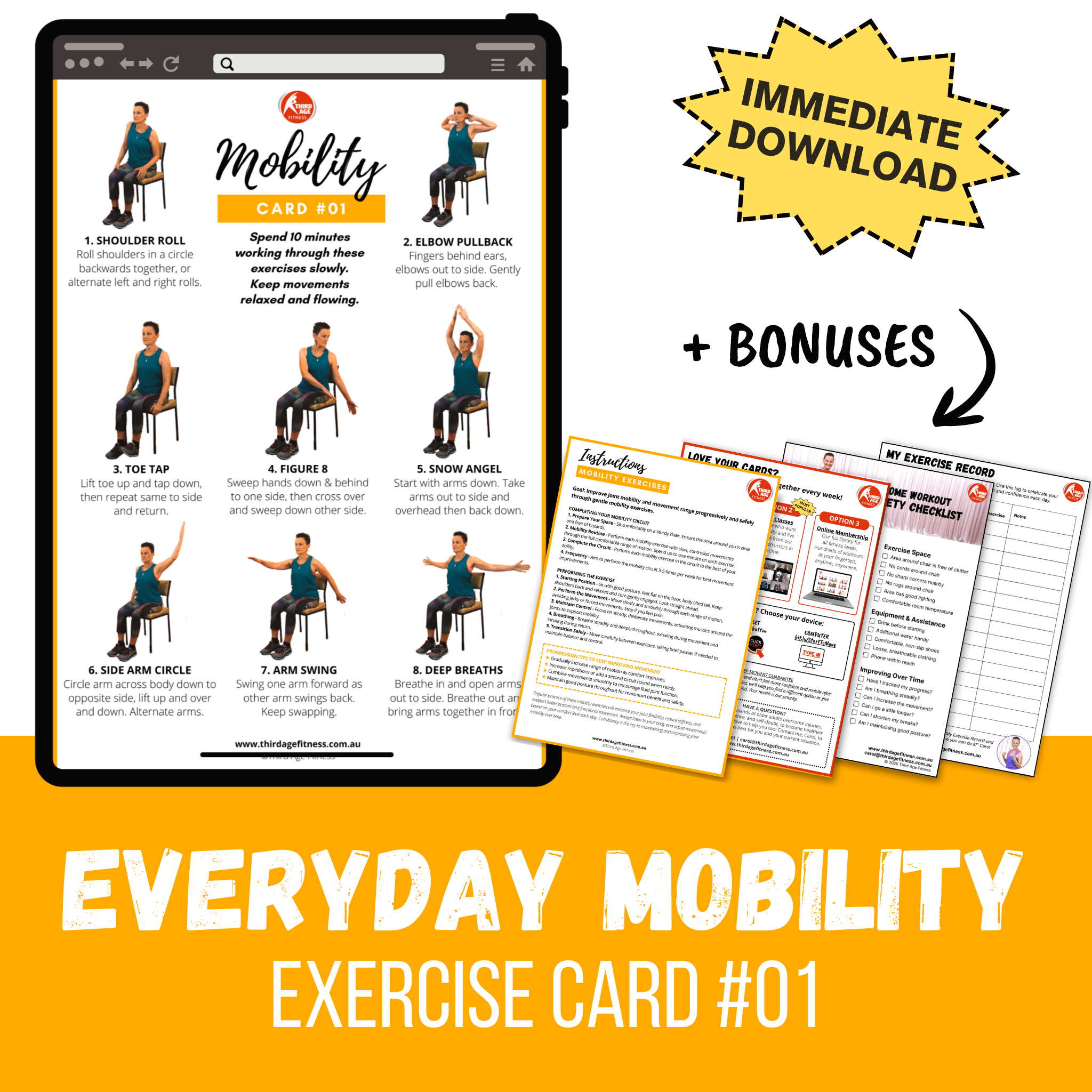 Everyday Mobility Exercise Card #01 - Home exercises for older adults ...