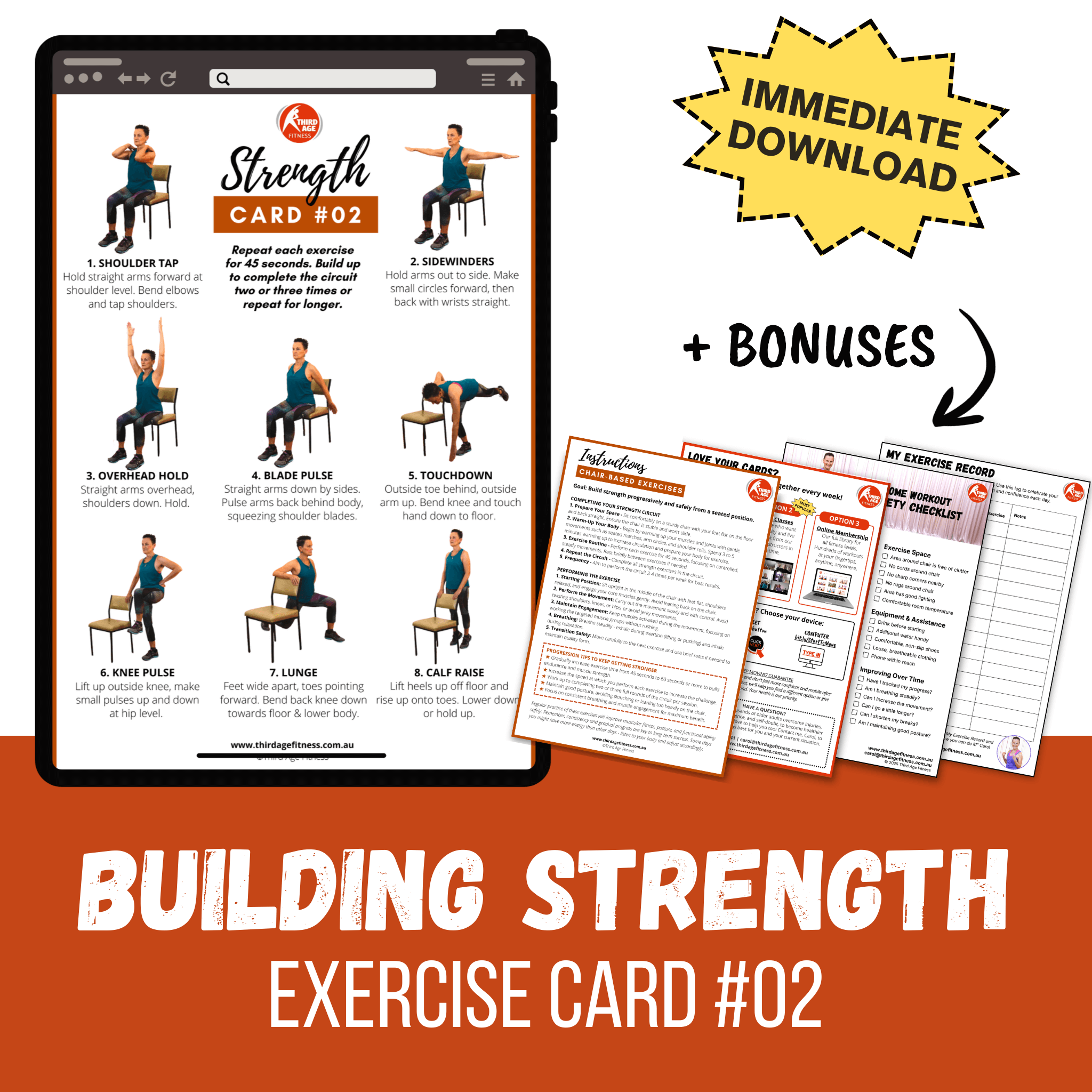 Building Strength Exercise Card #02 - Home exercises for older adults ...