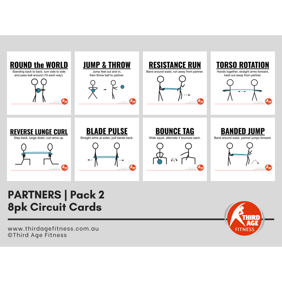 Partners Circuit Card Pack #2 for fitness instructors – Third Age Fitness